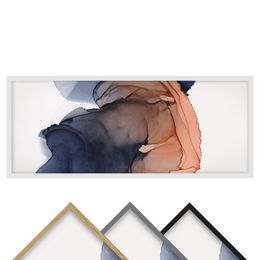 Bild mit Rahmen Ozeantropfen Blau-Orange mit Gold