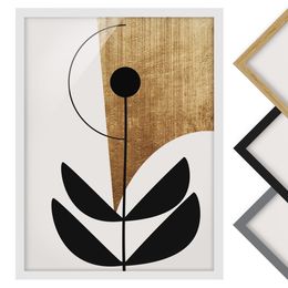 Bild mit Rahmen Abstrakte Formen - Blume Gold
