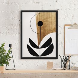 Bild mit Rahmen Abstrakte Formen Blume Gold