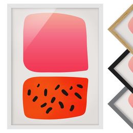 Bild mit Rahmen Abstrakte Formen - Melone und Rosa