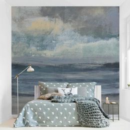 Fototapete Strandaufgang I - Vliestapete nach Ma&szlig; Abstrakt Kunstdruck Natur Strand Wohnzimmer Schlafzimmer Bad Badezimmer K&uuml;che Flur Esszimmer Blau