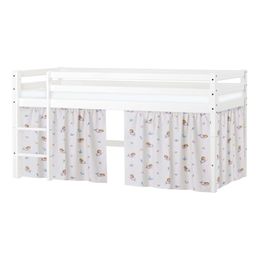 Spielbett Hoppekids "ECO Dream, Hochbett, umbaubar in Einzelbett", beige, B:101cm H:105cm L:208cm, Vorhang: 100% Baumwolle, Matratzenbezug: 100% Baumwolle, Matratze: Kaltschaum, Betten, Massivholzbett mit Meerjungfrau-Vorhang, Matratze & 2 Größen wählbar