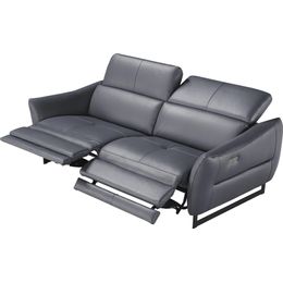 2,5-Sitzer Egoitaliano "Dafne, elegantes Designsofa mit hohem Sitzkomfort", grau (smoke), B:208cm H:97cm T:108cm, Leder &raquo;BULL&laquo; (echtes Rindsleder). Geschliffenes, pigmentiertes und behandeltes Rindsleder mit einer Dicke von 1, 3-1, 5 mm. Dieses Leder zeigt eine ziemlich weiche Hand mit einem halb undurchsichtigen Aussehen. Es handelt sich um ein gesch&uuml;tztes Leder. Eine leichte Deckschicht sch&uuml;tzt 