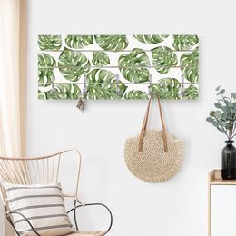 Wandgarderobe Aquarell Monstera Bl&auml;tter