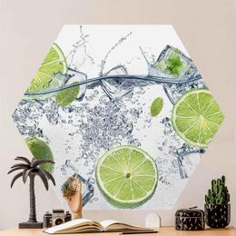 Hexagon Fototapete selbstklebend Erfrischende Limette