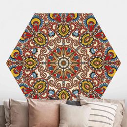 Hexagon Fototapete selbstklebend Farbiges Mandala