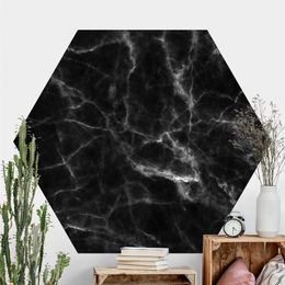 Hexagon Fototapete selbstklebend Nero Carrara