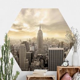 Hexagon Fototapete selbstklebend Manhattan Dawn
