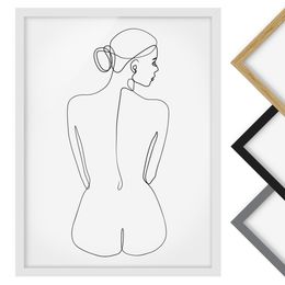 Gerahmtes Bild Line Art Akt Frau R&uuml;cken Schwarz Wei&szlig;