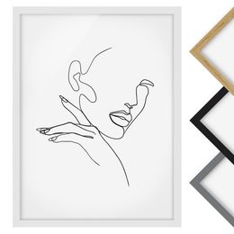 Gerahmtes Bild Line Art Frau Portrait Schwarz Wei&szlig;