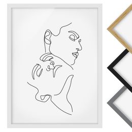 Gerahmtes Bild Line Art Frauen Gesichter Wei&szlig;