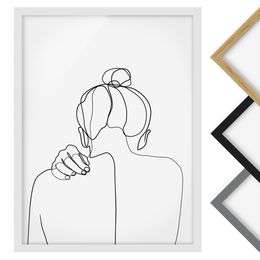 Gerahmtes Bild Line Art Frau Nacken Schwarz Wei&szlig;