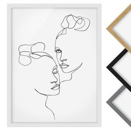 Gerahmtes Bild Line Art Gesichter Frauen Schwarz Wei&szlig;