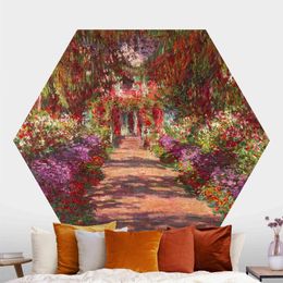 Hexagon Fototapete selbstklebend Claude Monet - Weg in Monets Garten in Giverny