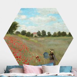 Hexagon Fototapete selbstklebend Claude Monet - Mohnfeld bei Argenteuil