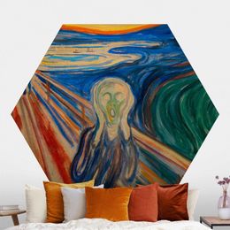 Hexagon Fototapete selbstklebend Edvard Munch - Der Schrei