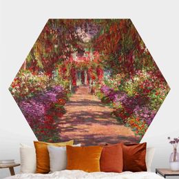 Hexagon Fototapete selbstklebend Claude Monet - Weg in Monets Garten in Giverny