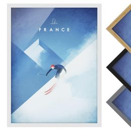 Bild mit Rahmen Reiseposter - Ski in Frankreich