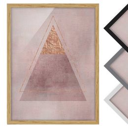 Bild mit Rahmen Geometrie in Rosa und Gold II