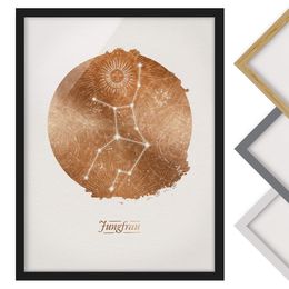 Bild mit Rahmen Sternzeichen Jungfrau Gold