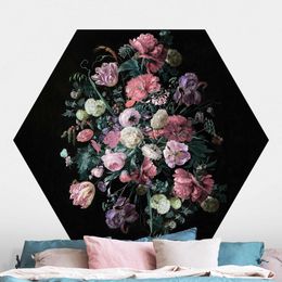 Hexagon Fototapete selbstklebend Jan Davidsz de Heem - Dunkles Blumenbouquet