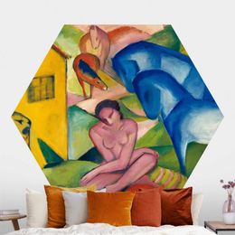 Hexagon Fototapete selbstklebend Franz Marc - Der Traum