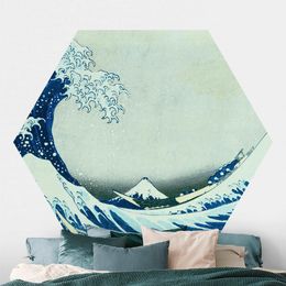 Hexagon Fototapete selbstklebend Katsushika Hokusai - Die grosse Welle von Kanagawa