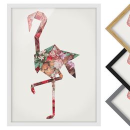 Bild mit Rahmen Origami Flamingo