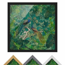 Bild mit Rahmen Shabby Chic Collage - Edler Pfau II