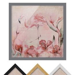 Bild mit Rahmen Shabby Chic Collage - Flamingo