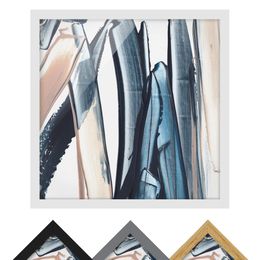 Bild mit Rahmen Blau und Beige Streifen