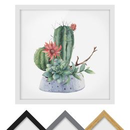 Bild mit Rahmen Aquarell Kakteen Illustration