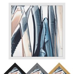 Bild mit Rahmen Blau und Beige Streifen