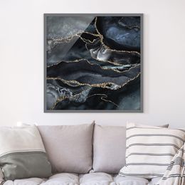 Bild mit Rahmen Schwarz mit Glitzer Gold