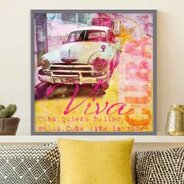 Bild mit Rahmen Kubanischer Oldtimer Collage