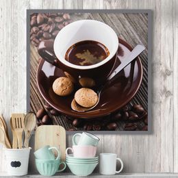 Bild mit Rahmen Kaffeetasse mit Kaffeebohnen