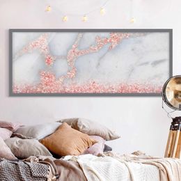 Bild mit Rahmen Marmoroptik mit Rosa Konfetti