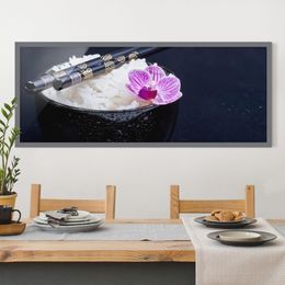 Bild mit Rahmen Reisschale mit Orchidee
