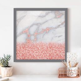 Bild mit Rahmen Marmoroptik mit Rosa Konfetti
