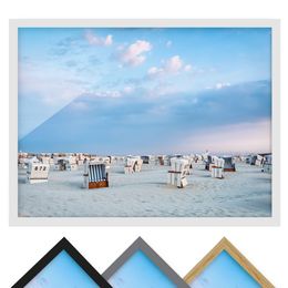 Bild mit Rahmen Strandk&ouml;rbe an der Nordsee