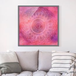 Bild mit Rahmen Aquarell Mandala Pink Violett