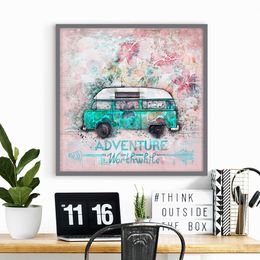 Bild mit Rahmen Bulli Adventure Collage Pastell