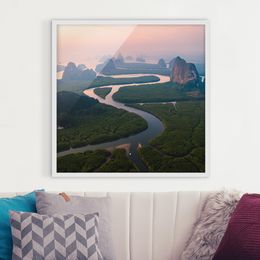 Bild mit Rahmen Flusslandschaft in Thailand