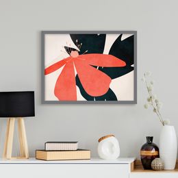 Bild mit Rahmen Florale Sch&ouml;nheit Rosa und Blau