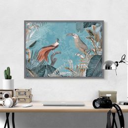 Bild mit Rahmen Vintage Collage - Paradiesv&ouml;gel