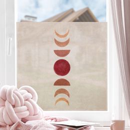 Fensterfolie Boho Mondphasen I - Sichtschutzfolie Motiv Fensteraufkleber blickdicht Wohnzimmer Schlafzimmer Badezimmer K&uuml;che