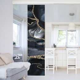 Schiebegardine Schwarz mit Glitzer Gold