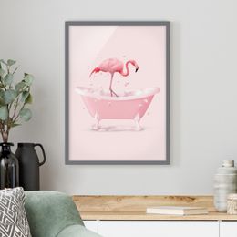 Bild mit Rahmen Badewannen Flamingo