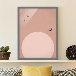 Bild mit Rahmen Sonnenuntergang in Rosa