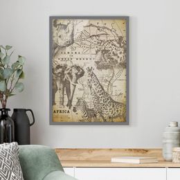 Bild mit Rahmen Vintage Collage - Africa Wildlife